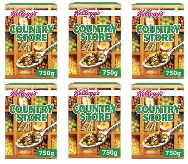 KELLOGG'S COUNTRY STORE Luxury Wholesome Muesli Cereal 750g PACK OF 4 ...
