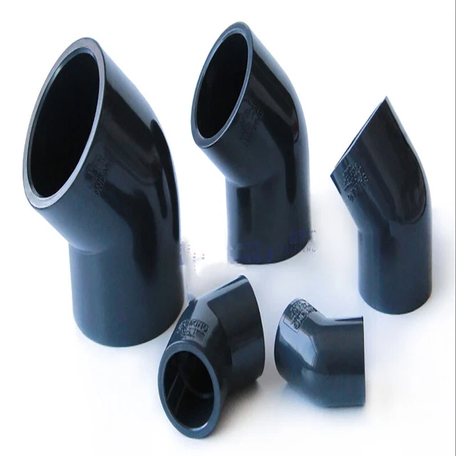 UPVC/PVC 45° ELBOW Pipe Fittings Connector ID 20-110mm Dark Gray Water ...