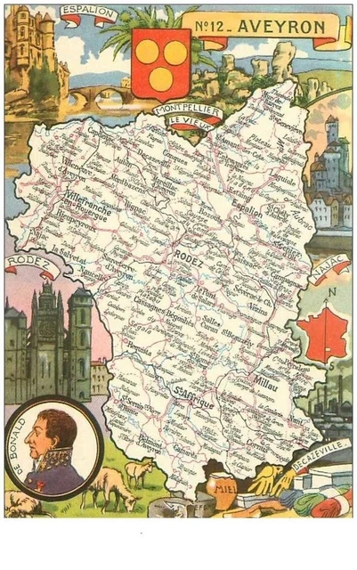 12 .N°35708 .CARTE du departement.blondel la rougery.blason ...