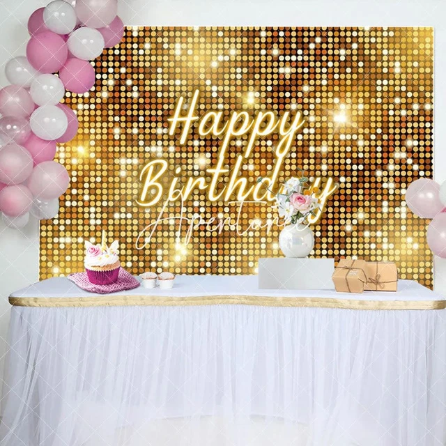 GOLD SEQUINS SPARKLE Happy Birthday Party Backdrop $35.97 - PicClick AU