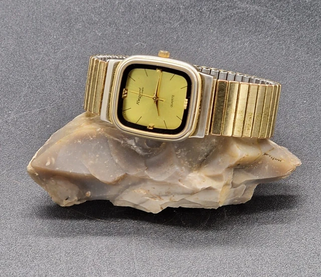 HERRENUHR REGENT FORMATIC Quartz goldfarbenes Zifferblatt 80er Vintage ...
