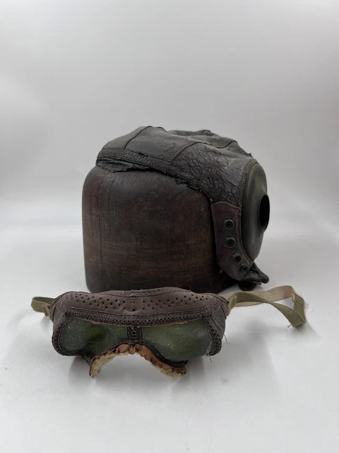 WW2 US ARMY Air Force Type A-11 Leather Flight Helmet Cap Small W ...