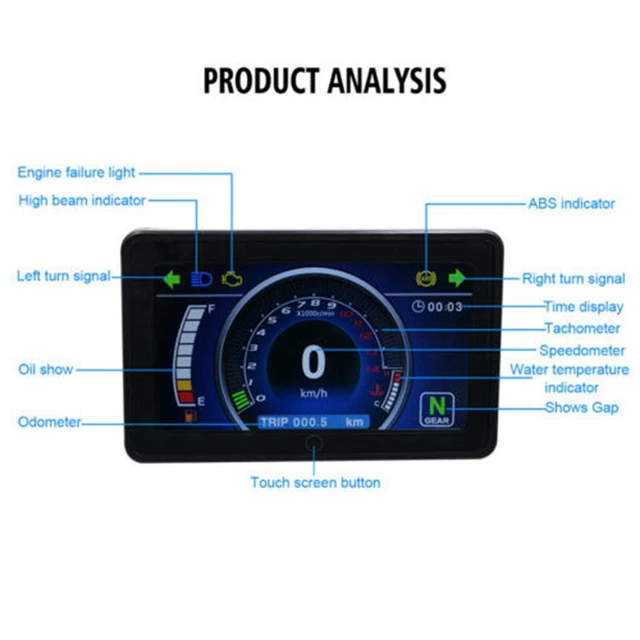 12V FULL LCD Screen Motorcycle Speedometer Digital Odometer W/Cy1985 ...