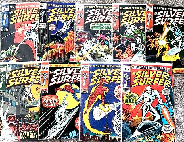 SILVER SURFER #7/8/9/11/12/13/14/15/17 (1969/1970) 9 x Marvel comics ...
