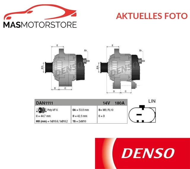 DENSO DAN1111 P Alternator Generator For Land Rover Range Rover Evoque 2.2L £250.82 - PicClick UK