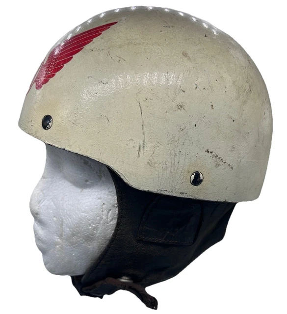 VINTAGE CROMWELL MOTORCYCLE HELMET Brown Leather Lining Custom Design ...