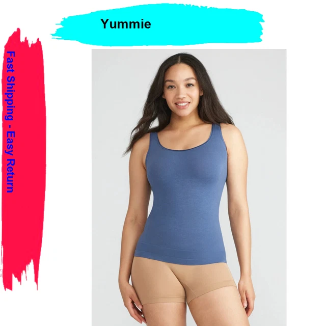 Yummie 3 Pack Seamless 2 Way Shaping Tank Blue Indigo White Silver S M