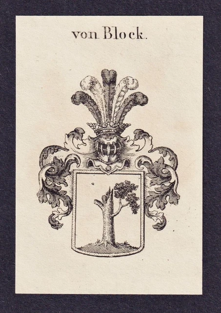 BLOCK WAPPEN COAT of arms Heraldik heraldry Genealogie Kupferstich 1820 ...
