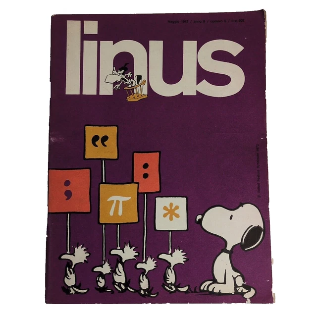 LINUS COMIC ART MAGAZINE - ITALIAN TEXT May 1972 Anno 8 #5 PEANUTS ...