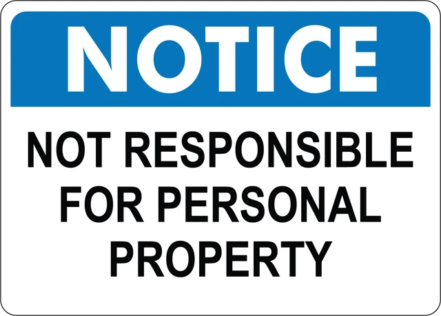 OSHA NOTICE: NOT RESPONSIBLE FOR PERSONAL| Laminated Vinyl Decal ...
