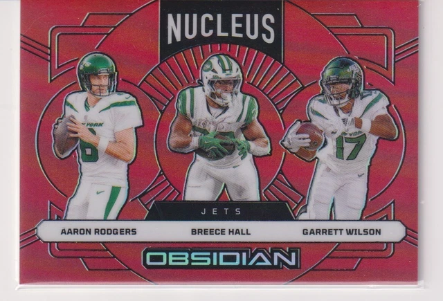 AARON RODGERS, BREECE Hall, Garret Wilson 2024 Obsidian RED Nucleus /75 ...