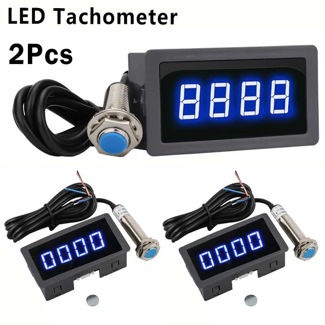 2*LED 4DIGITAL TACHOMETER RPM Speed Meter+Hall Proximity Switch Sensor ...