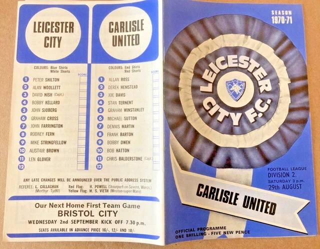 1970-71 DIV 2 Leicester City v Carlisle Utd Programme + Football League ...
