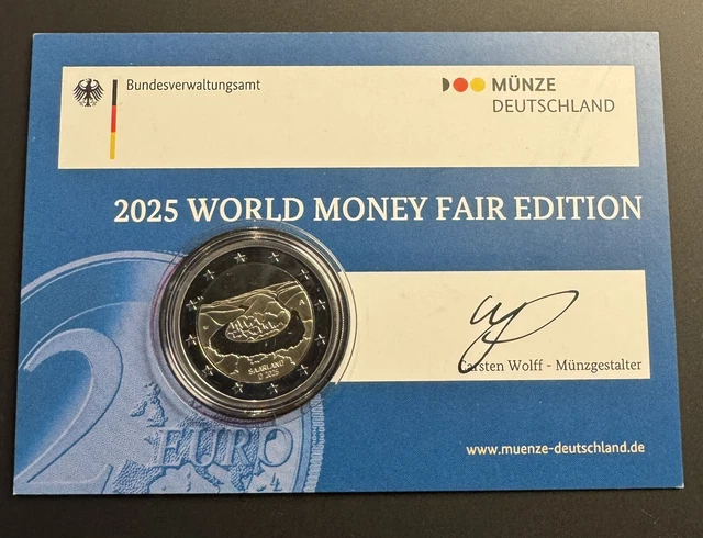 DEUTSCHLAND 2 EURO 2025 Coin-Card World Money Fair Saarschleife EUR 199 ...