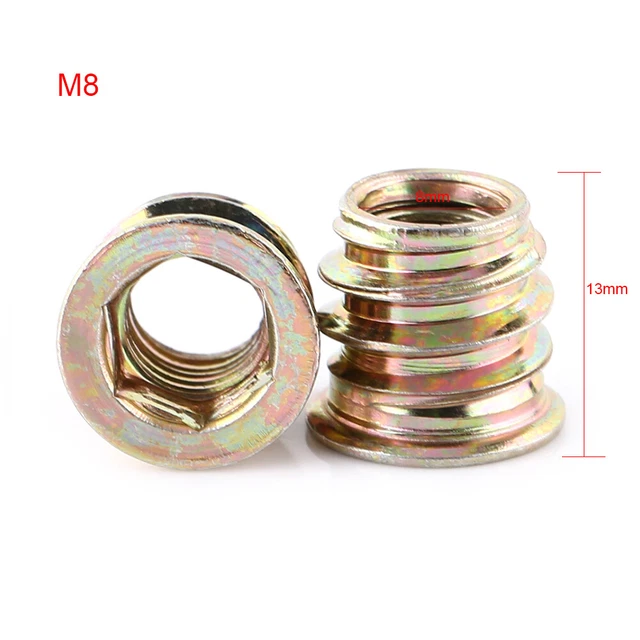WOOD THREADED ZINC Plated Carbon Steel Insert Nuts Hex Socket Part (M8 ...
