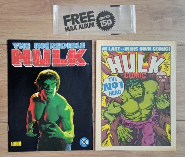 HULK COMIC #1 WITH FREE GIFT FKS HULK STICKER ALBUM 7th MARCH 1979 ...