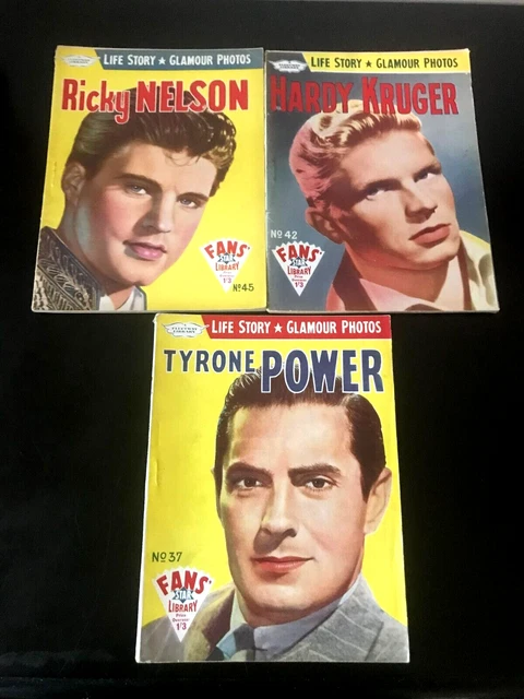 VINTAGE 3 FANS Library Magazines Tyrone Power, Hardy Kruger & Ricky ...
