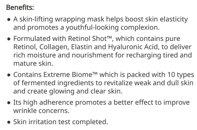 MISSHA TIME REVOLUTION Retinol 500 Shot Wrapping Mask 80g Elasticity ...