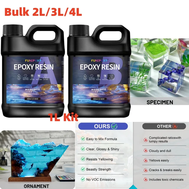 BULK 2L/3L/4L KIT Clear Epoxy Resin No Bubble Art Diy Easy Mixing Food ...