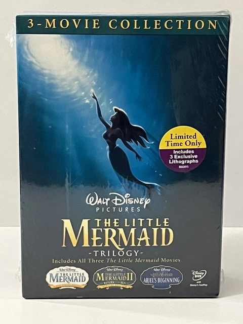 THE LITTLE MERMAID Trilogy 3 Movie Collection Set w/ Lithographs Disney ...