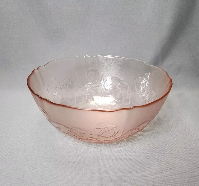 VINTAGE ARCOROC FRANCE Rosaline Rosa Pink Glass Serving Salad Bowl 9 ...