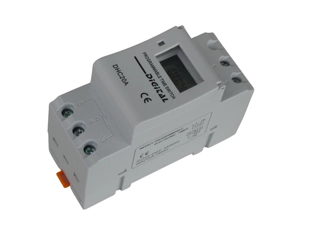 240V DIGITAL TIMER Timers Switch Relay LCD 16 Programs Din Mount 20A AC ...