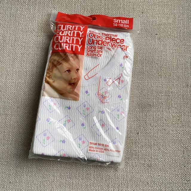 VINTAGE 1987 CURITY Thermal One Piece Underwar Baby Size Small 14-18 ...