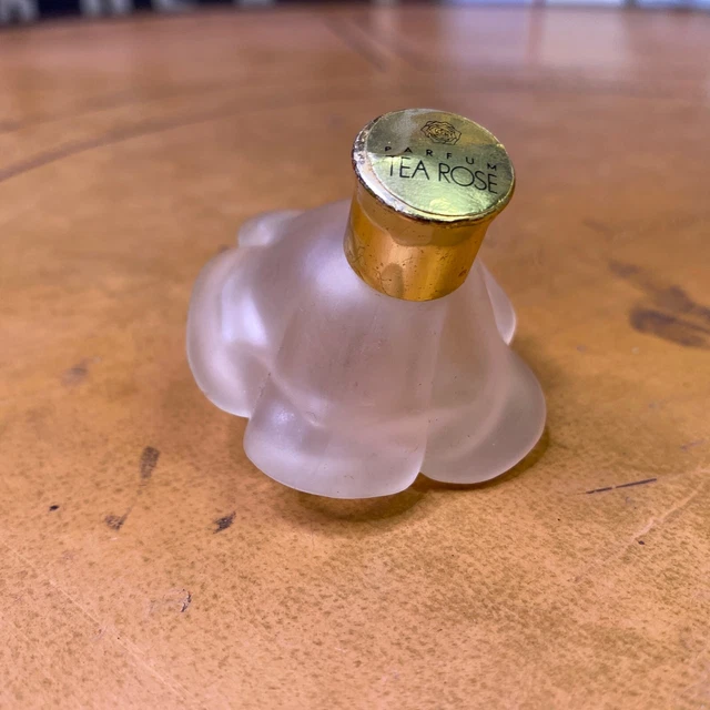 VINTAGE TEA ROSE Parfum Pink Frosted Glass Rose-Shaped Perfume Bottle 2 ...