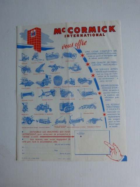 PROSPECTUS CATALOGUE AGRICOLE : Mc CORMICK gamme EUR 2,00 - PicClick FR