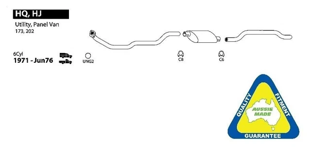 HOLDEN HQ, HJ, HX, HZ Ute/Panel van Complete Exhaust to suit 173 ...
