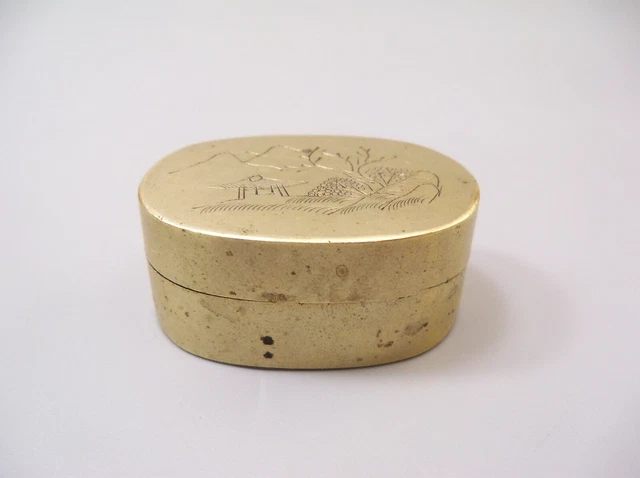 ANTIQUE ORIENTAL CHINESE Paktong Baitong Brass Copper Scholar’s Ink Box ...