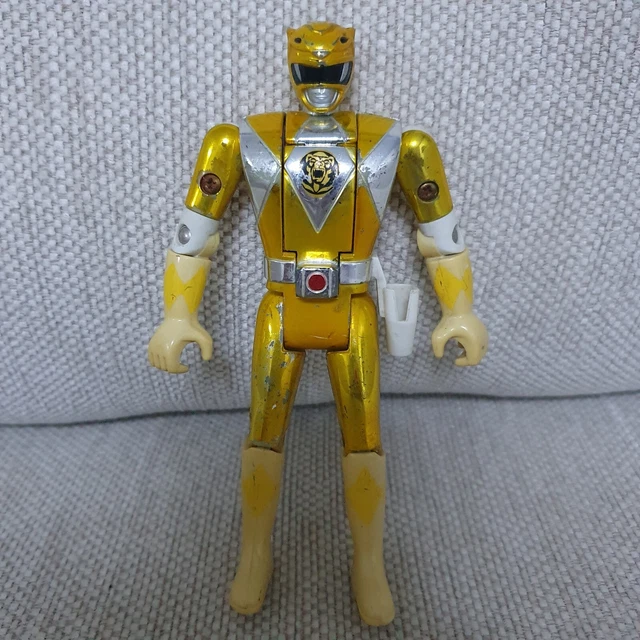 1993 MIGHTY MORPHIN Power Rangers Flip Head Metallic Yellow Gold Ranger ...