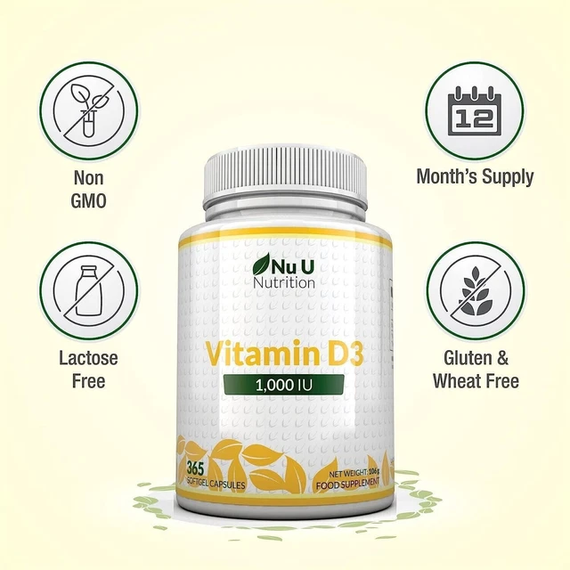 VITAMIN D3 1000IU High Strength 365 Softgel capsules Vitamin D3 10,00IU ...