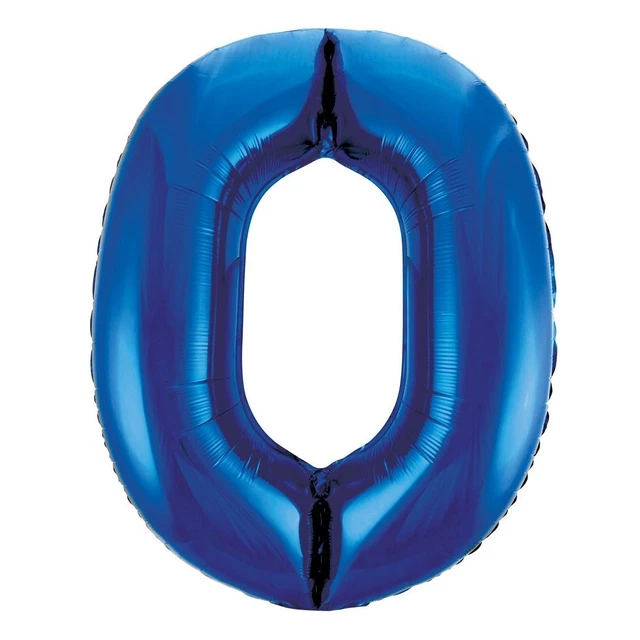 ROYAL BLUE NUMBER 0 Giant Numeral Foil Balloon 86CM (34") Birthday ...