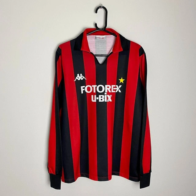 AC MILAN FOOTBALL Shirt Jersey Original 1986/87 Long Sleeve Home (L) £ ...