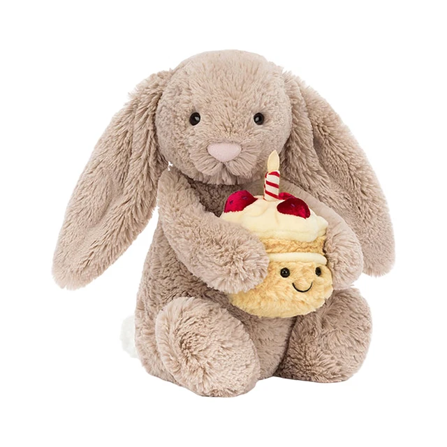 BASHFUL BEIGES BUNNY Birthday Bunny by Jellycats Cute Soft Stuffed ...