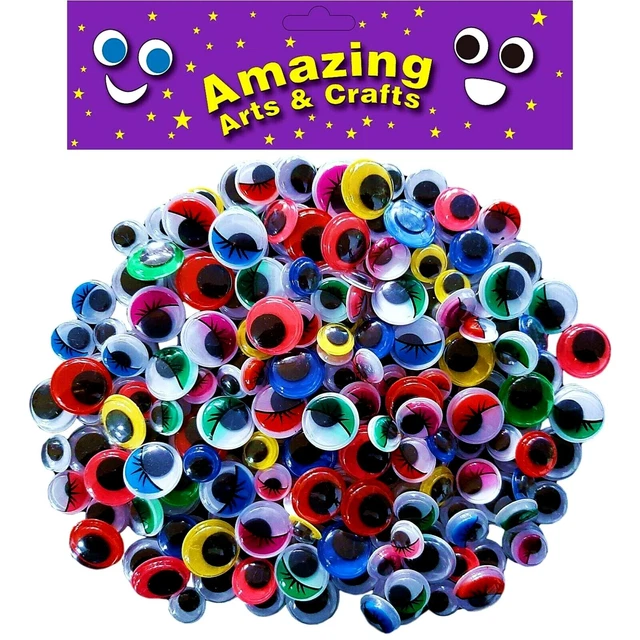 200 SELF ADHESIVE wiggle wiggly googly eyes assorted types sizes 10mm ...
