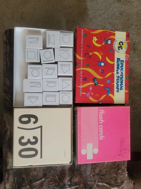 VINTAGE EDUCATIONAL RUBBER Stamps And Division Flash Cards $13.00 ...