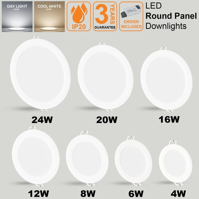 LED ROUND PANEL Recessed Ceiling Lights Energy Saving Downlights Spot ...