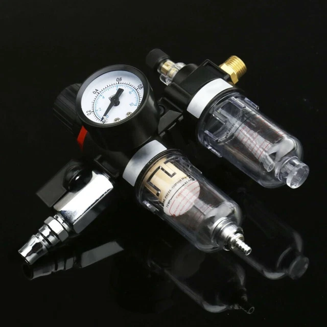 AIR PRESSURE REGULATOR Compressor Moisture Trap Filter Oil Water ...