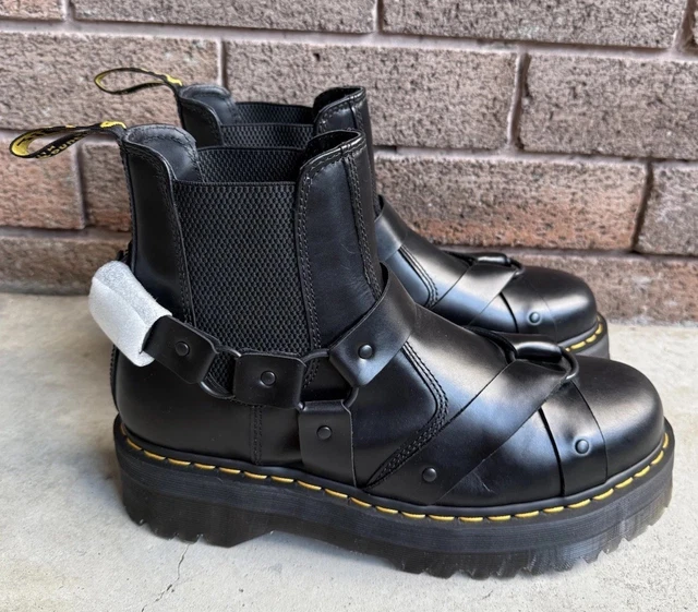 DR MARTENS 2976 Quad Harness Black Leather Platform Boots Mens US 12 EU ...