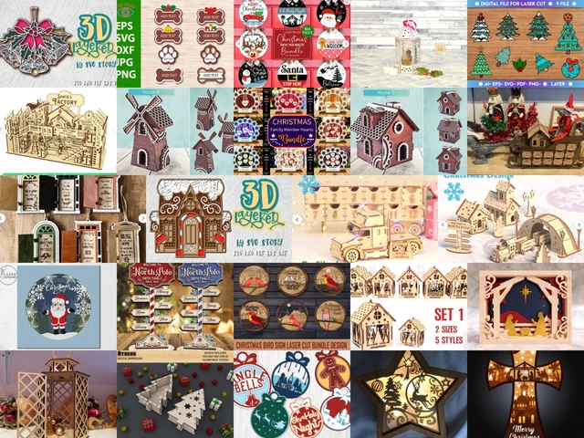 MEGA PACK Christmas laser cut vector dxf cdr 2d files cnc router plasma ...