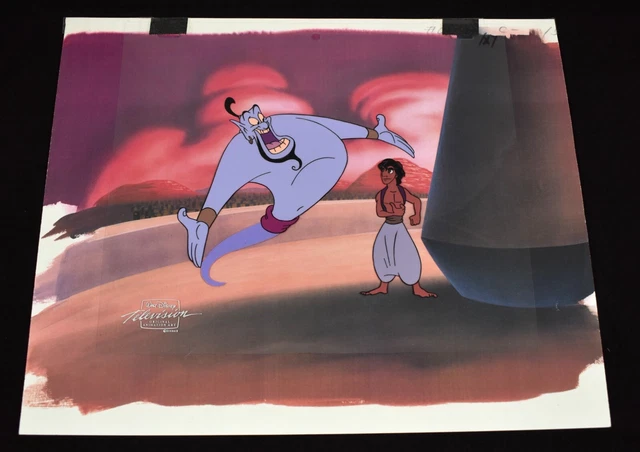 ALADDIN & GENIE Animation Cel (1994) Aladdin TV Series COA Painted ...