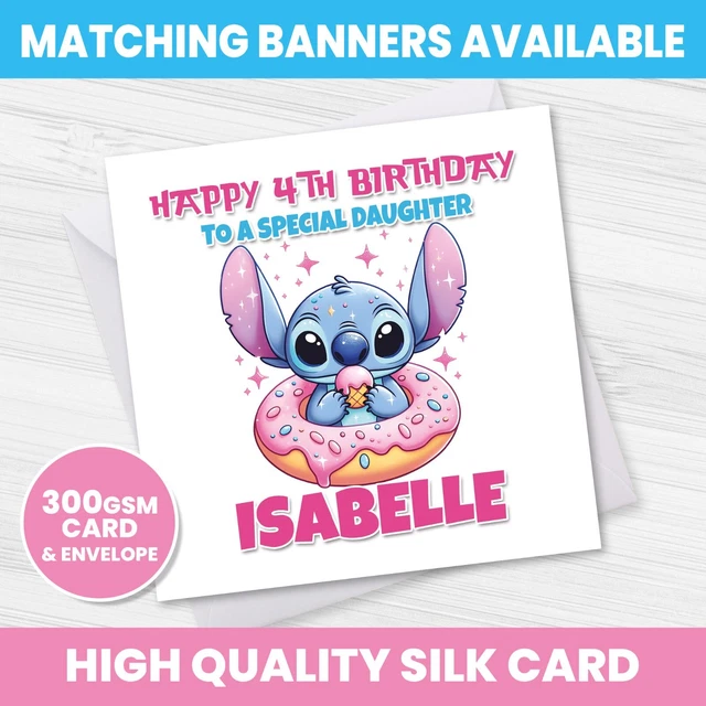 PERSONALISED STITCH BIRTHDAY Card Any Name Age Relation Occasion £2.99 ...