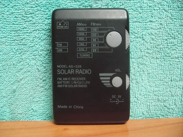SINTONIZADOR DE RADIO portatil SOLAR AMSONIC AS-339 FM/AM mini pocket ...