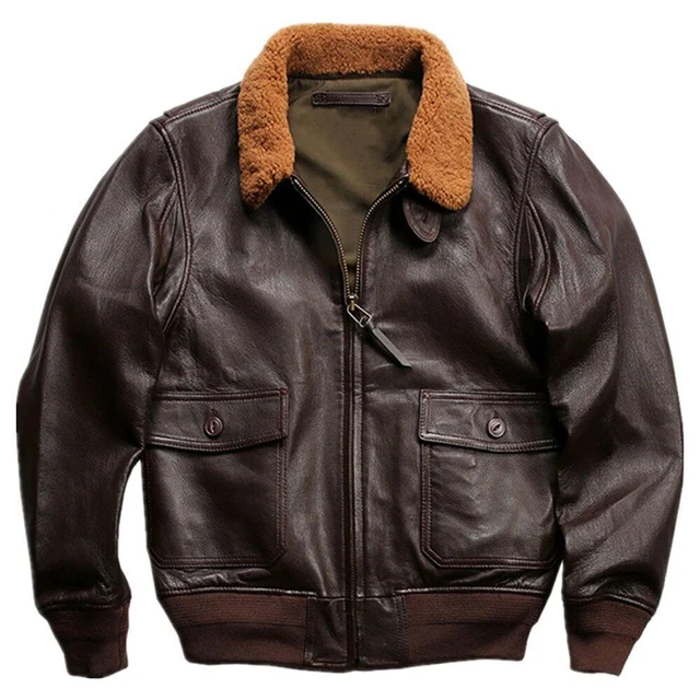 MENS AVIATOR NAVY G-1 Jacket Real Brown Distressed Leather Flight ...