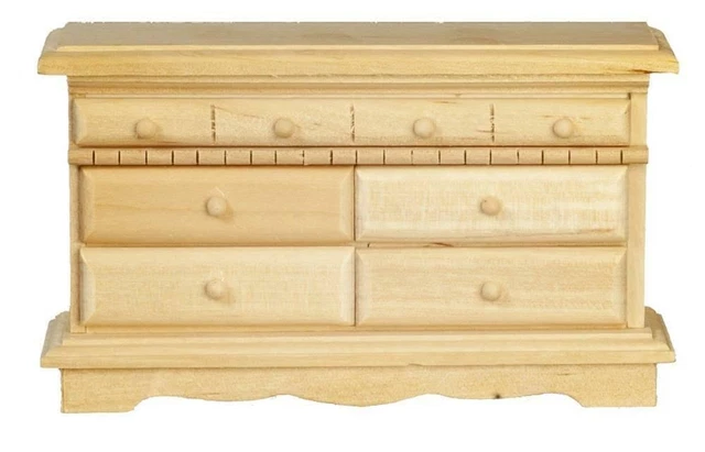 MAISON DE POUPÉES Bare Bois Triple Commode Miniature Mobilier de Chambre 1:12 EUR 28,85 ...