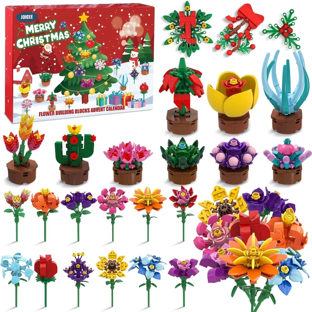 FLOWERS BUILDING BLOCKS Set Advent Calendar 2025, 24 Days of Botanical ...