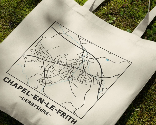 CHAPEL-EN-LE-FRITH - DERBYSHIRE City Street Map Tote Bag £12.99 ...