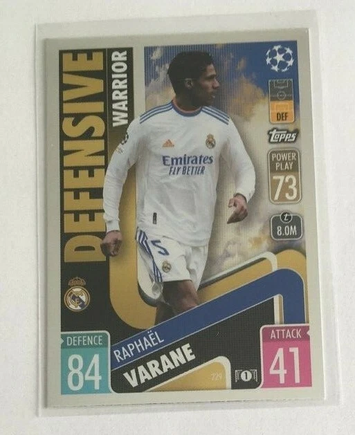 DEFENSIVE WARRIOR CARD Raphael VARANE Real Madrid Topps Match Attax ...